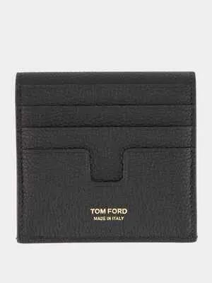 TOM FORD Tara Grain Leather Card Holder - Black