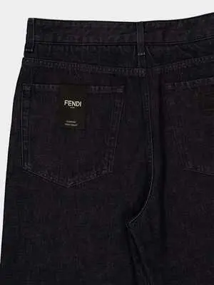 Fendi Straight-leg Jeans With Ff Turn-up Hem - Black