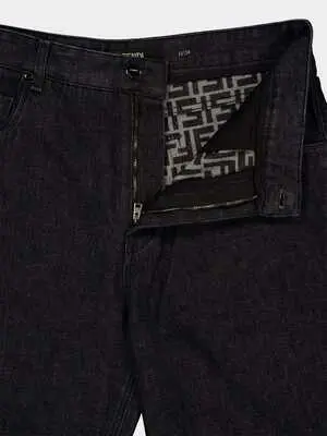 Fendi Straight-leg Jeans With Ff Turn-up Hem - Black