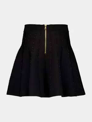 Balmain Flared Knit Skirt With Sparkly Stripes