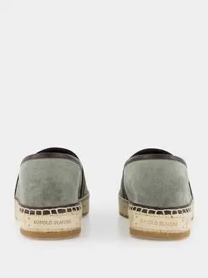 Manolo Blahnik Nerano Calf Suede Espadrilles - Green