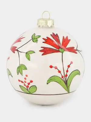 LES-OTTOMANS Floral 8cm Christmas Ball - Green