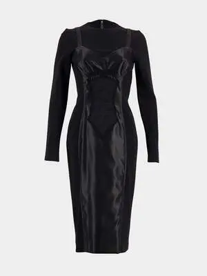 Dolce & Gabbana Silk-insert Midi Dress - Black
