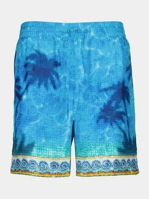 Casablanca Caustics Emblem Silk Shorts - Blue