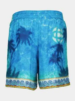Casablanca Caustics Emblem Silk Shorts - Blue
