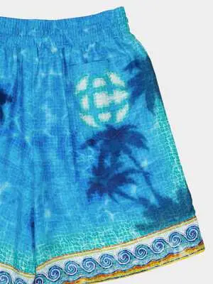 Casablanca Caustics Emblem Silk Shorts - Blue