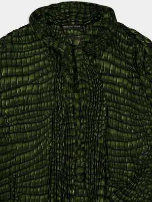Balenciaga Double Sleeve Pleated Dress - Green