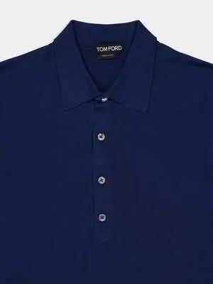 TOM FORD Sapphire Silk Viscose Short-sleeve Polo - Blue
