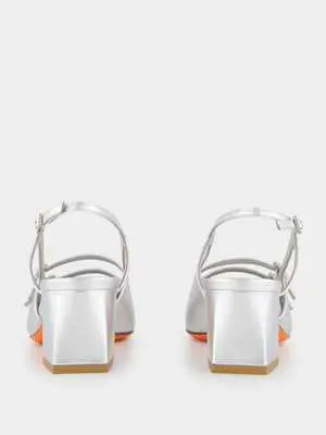 Santoni Aurora Mid-heel Slingback Pumps - Silver