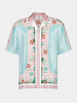 Casablanca Copacabana Pink Silk Twill Cuban Shirt - Multicolour