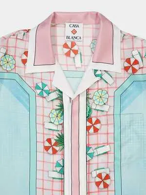Casablanca Copacabana Pink Silk Twill Cuban Shirt - Multicolour