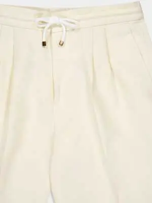 Brunello Cucinelli Linen-cotton Drawstring Pants - Cream