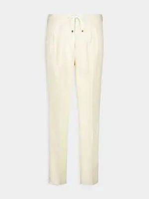 Brunello Cucinelli Linen-cotton Drawstring Pants - Cream