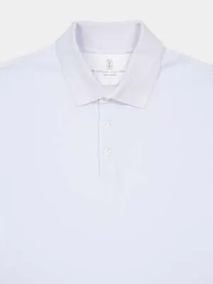 Brunello Cucinelli Light Short-sleeved Cotton Polo Shirt - Blue