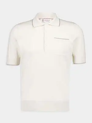 Brunello Cucinelli Off- Short-sleeved Cotton Polo Shirt - White