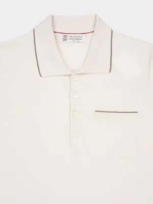 Brunello Cucinelli Off- Short-sleeved Cotton Polo Shirt - White