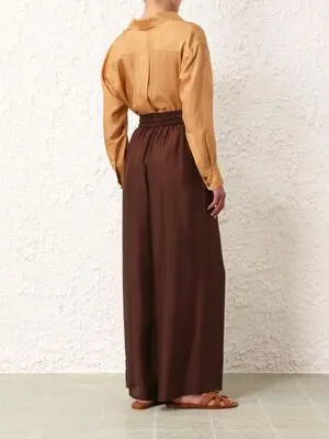 Zimmermann August Relaxed Silk Shirt - Brown