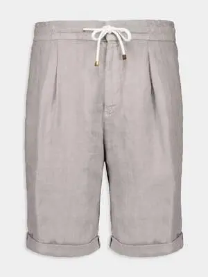 Brunello Cucinelli Linen Gabardine Bermuda Shorts - Grey