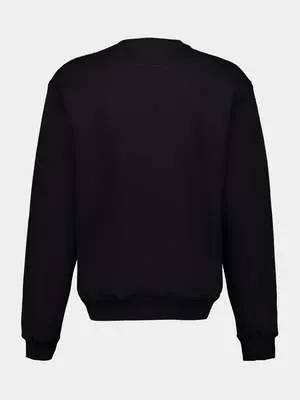 Valentino Garavani Cotton Crewneck Sweatshirt With Chez Patch - Black