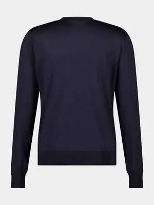 Prada Navy Silk Crew-neck Sweater - Blue