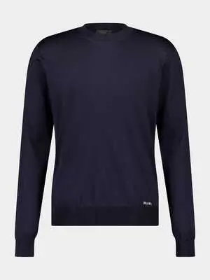 Prada Navy Silk Crew-neck Sweater