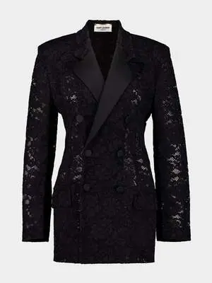 Saint Laurent Lace Double-breasted Jacket - Black