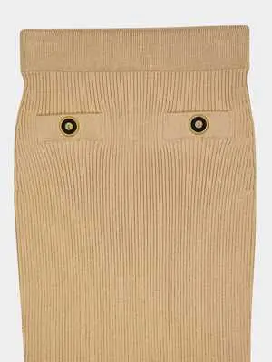 Balmain Ribbed Knit Midi Skirt - Beige