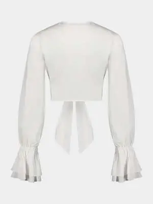Balmain Cropped Ruffled Poplin Shirt