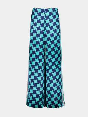 Casablanca Pool Tile Wide-leg Silk Trousers