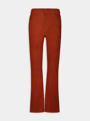 PAULA Zircon Cinnamon Stick Suede Flared Pants - Orange