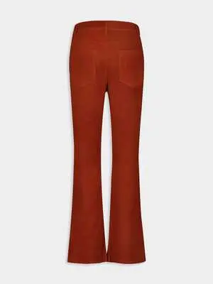 PAULA Zircon Cinnamon Stick Suede Flared Pants - Orange
