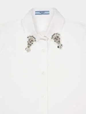 Prada Embroidered Collar Poplin Shirt