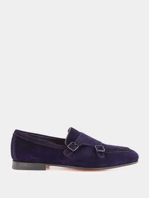 Santoni Suede Formal Loafers - Blue