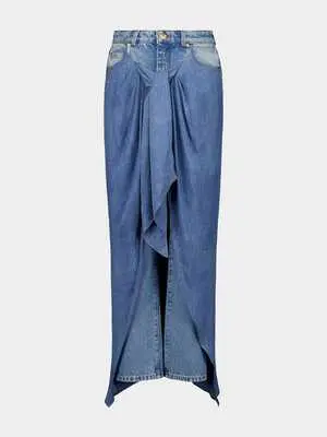 Balmain Denim Jeans With Draped Skirt