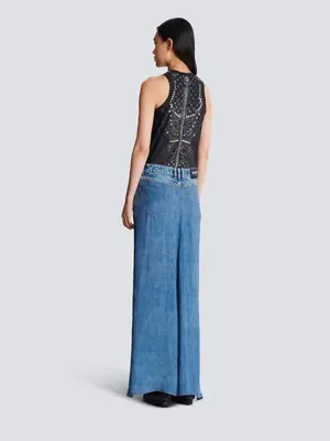Balmain Denim Jeans With Draped Skirt