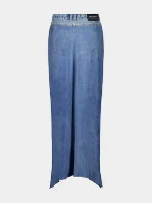 Balmain Denim Jeans With Draped Skirt