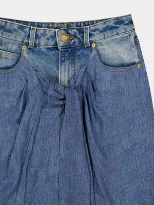Balmain Denim Jeans With Draped Skirt