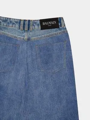 Balmain Denim Jeans With Draped Skirt