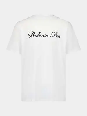 Balmain Logo Embroidered T-shirt - White