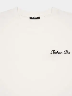 Balmain Logo Embroidered T-shirt - White