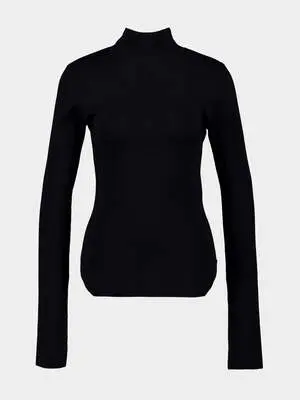 Balenciaga Long-sleeve Reverse Polo Knit Top - Black