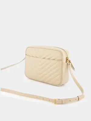 Saint Laurent Lou Quilted Crossbody Bag - Beige