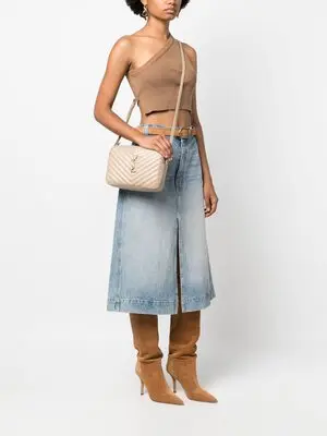 Saint Laurent Lou Quilted Crossbody Bag - Beige