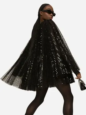 Dolce & Gabbana Sequin-embellished Short Pleated Dress