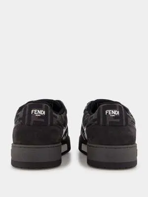 Fendi Ff Jacquard And Suede Match Low-top Sneakers - Black