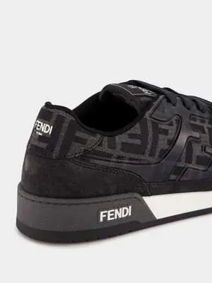Fendi Ff Jacquard And Suede Match Low-top Sneakers - Black