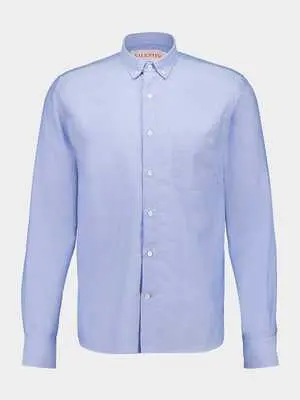 Valentino Garavani Sky Vlogo Embroidered Cotton Shirt - Blue