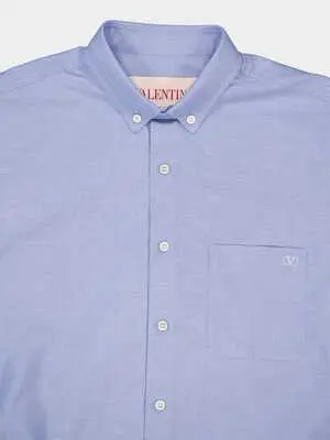 Valentino Garavani Sky Vlogo Embroidered Cotton Shirt