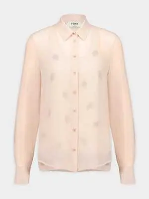 Fendi Embroidered Silk Georgette Top - Pink