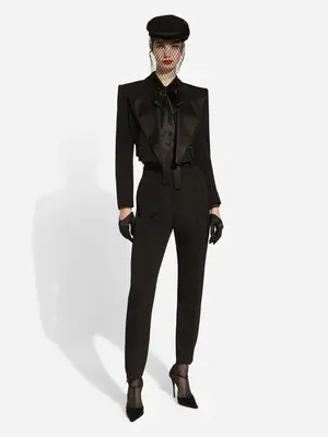 Dolce & Gabbana Tailored Wool Gabardine Tuxedo Pants